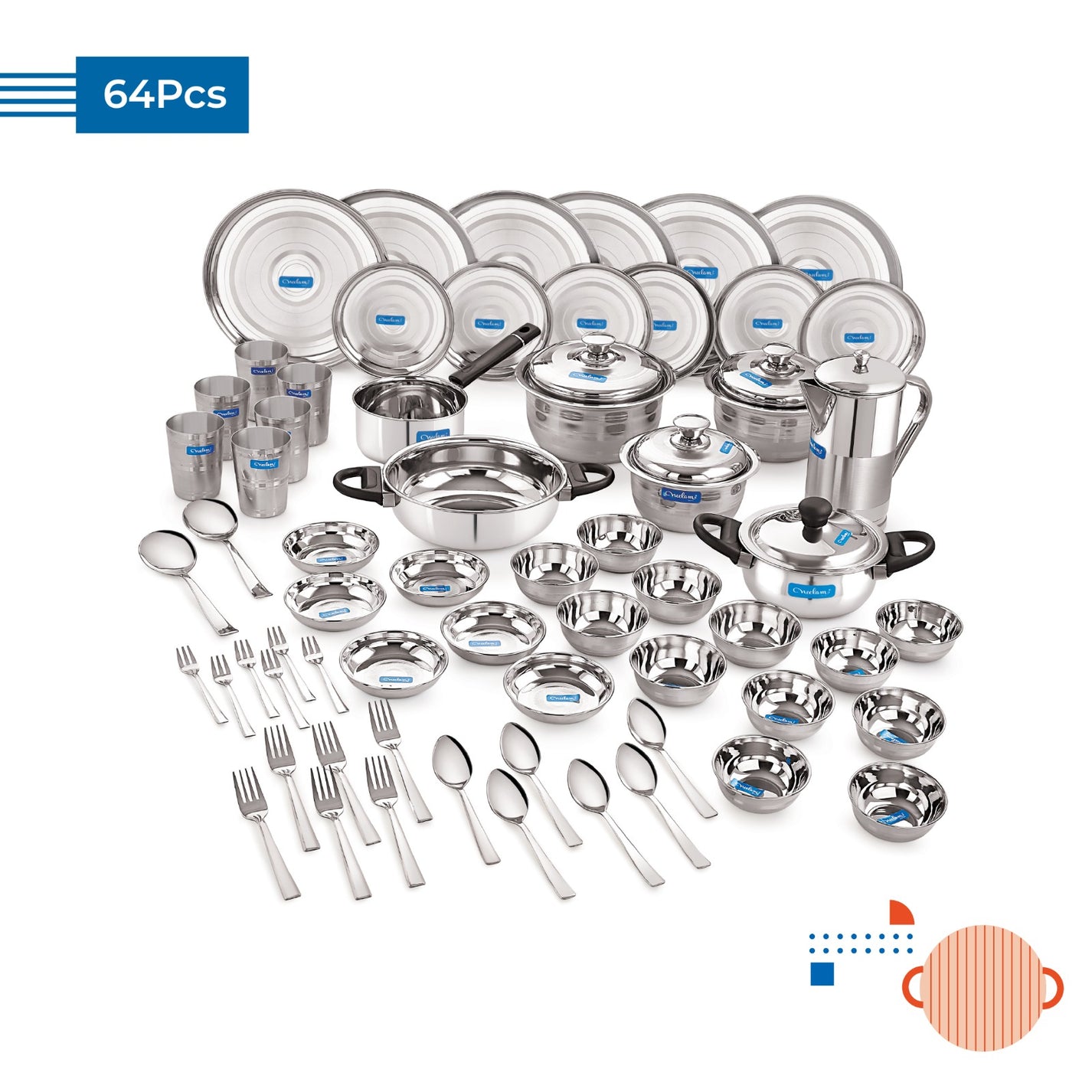 Buy stainless steel dinner set for 6 online| Large family kitchenware ...