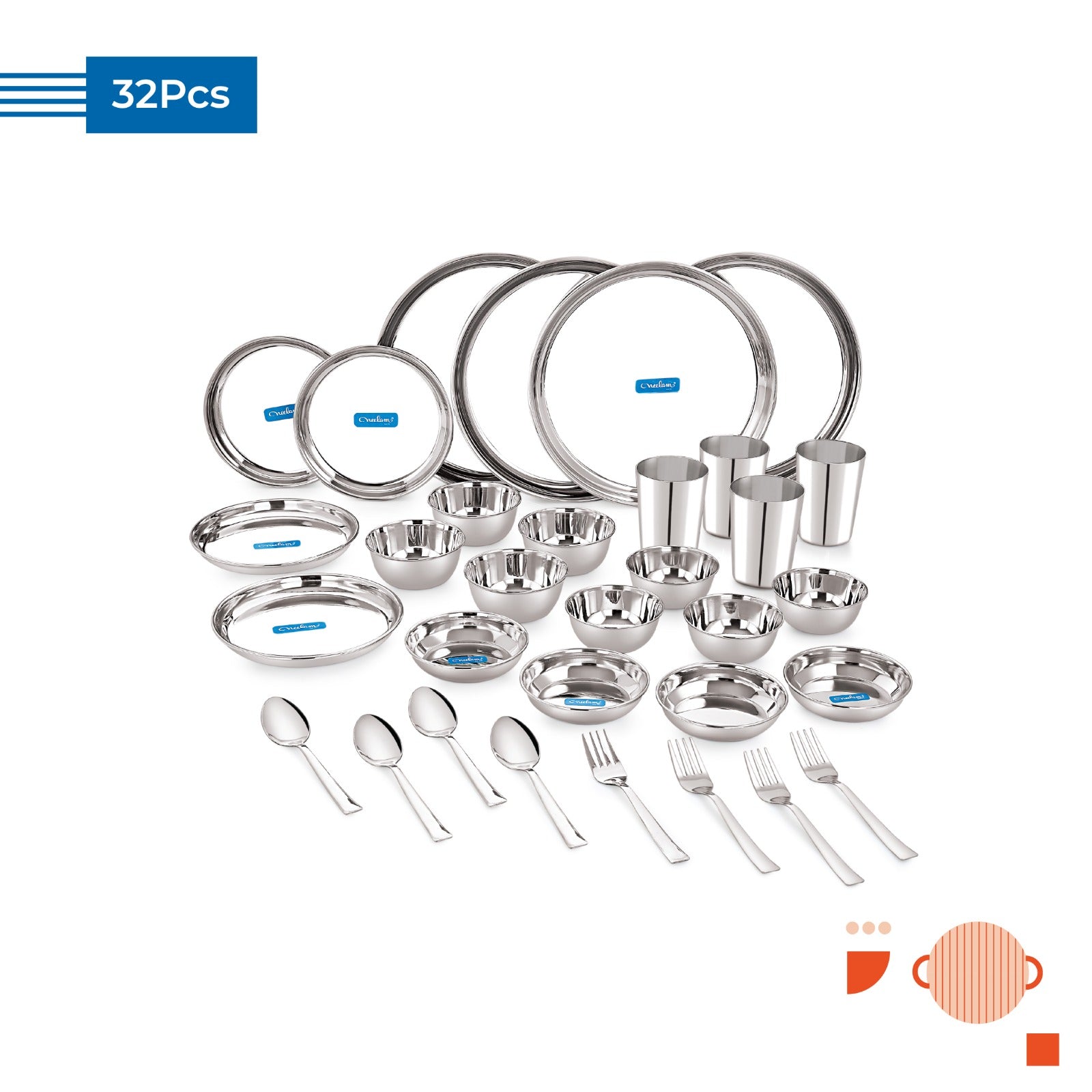 Family dinner set | Stainless steel dinner set | Shop Online – Neelam ...